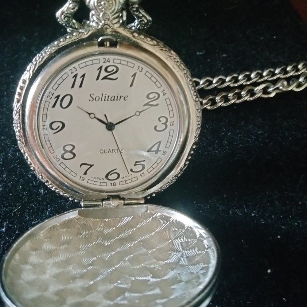 Solitaire Japan Movement Pocket Watch - Gem
